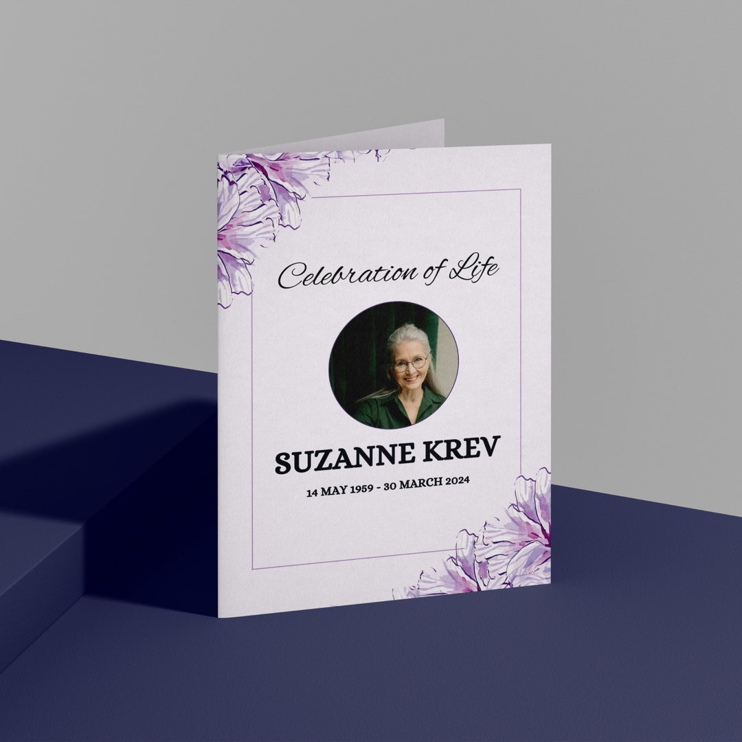 Editable Funeral Program Template, Design on Canva Editable, Instant ...