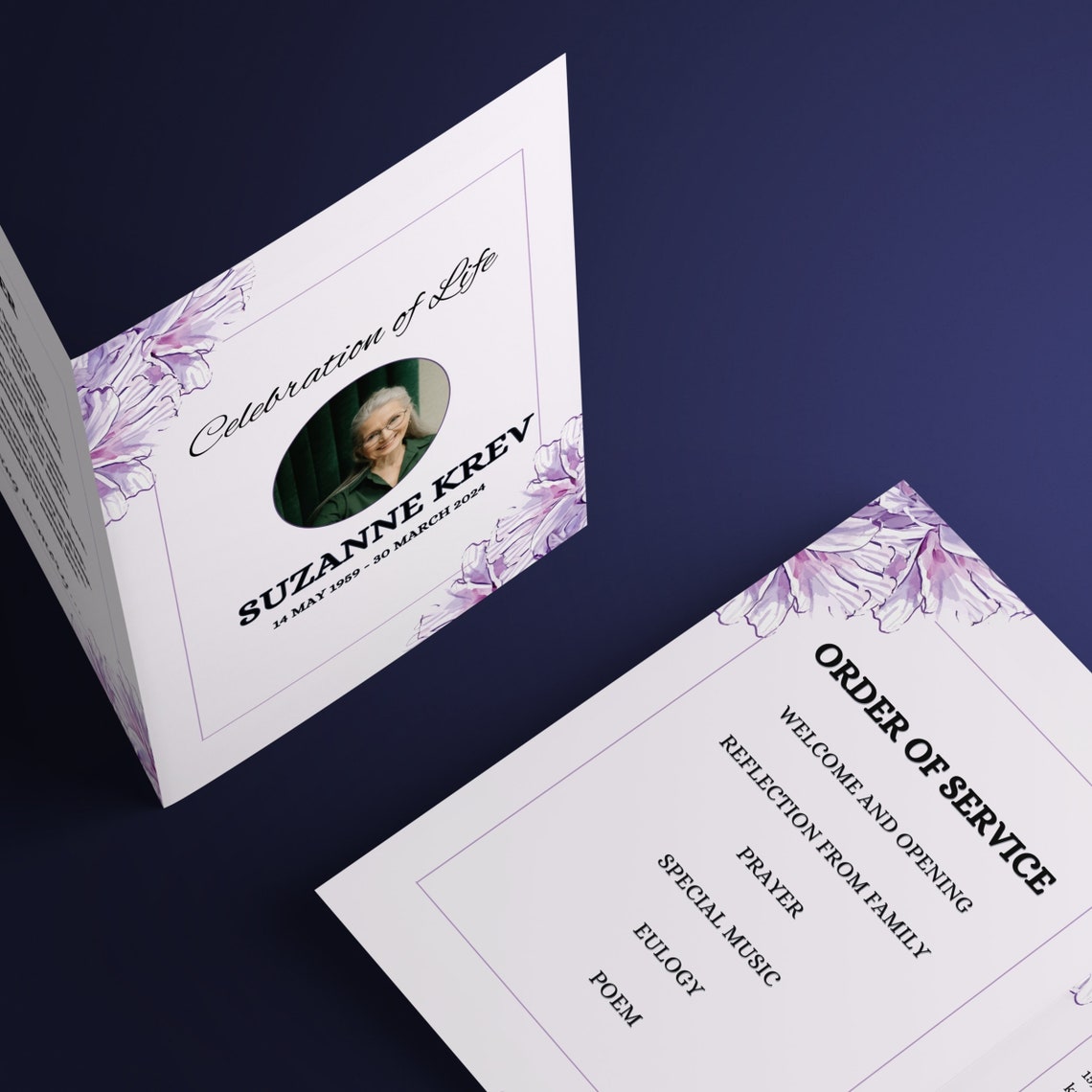Editable Funeral Program Template, Design on Canva Editable, Instant ...