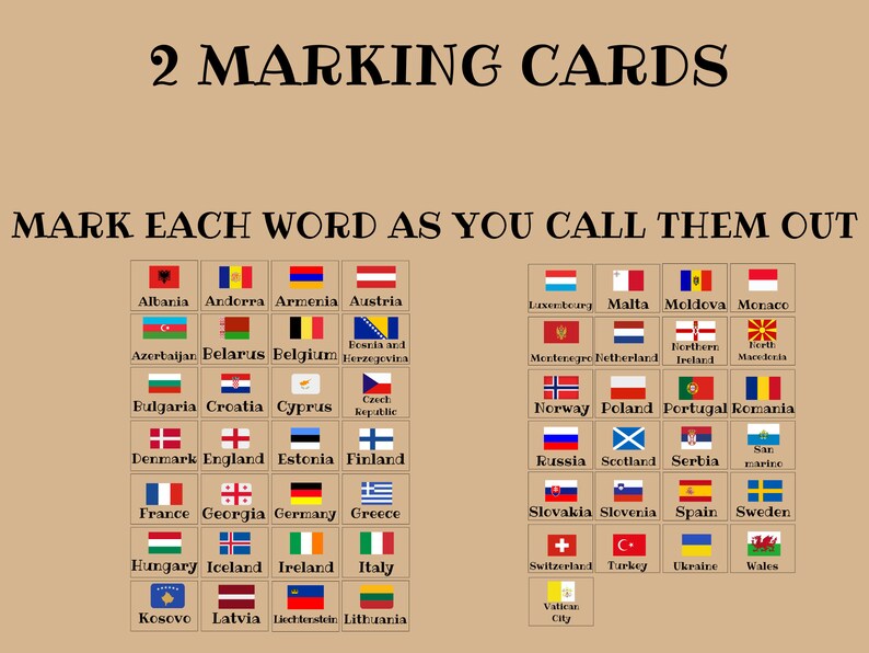 Countries of Europe Bingo - Etsy