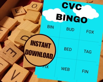 CVC Words Bingo Printable CVC Game Kindergarten Homeschool CVC Card ...