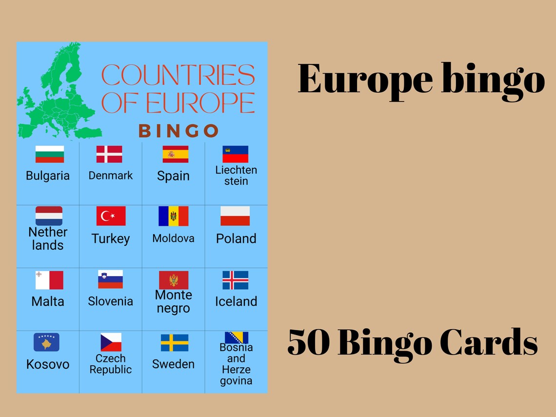 Countries of Europe Bingo - Etsy