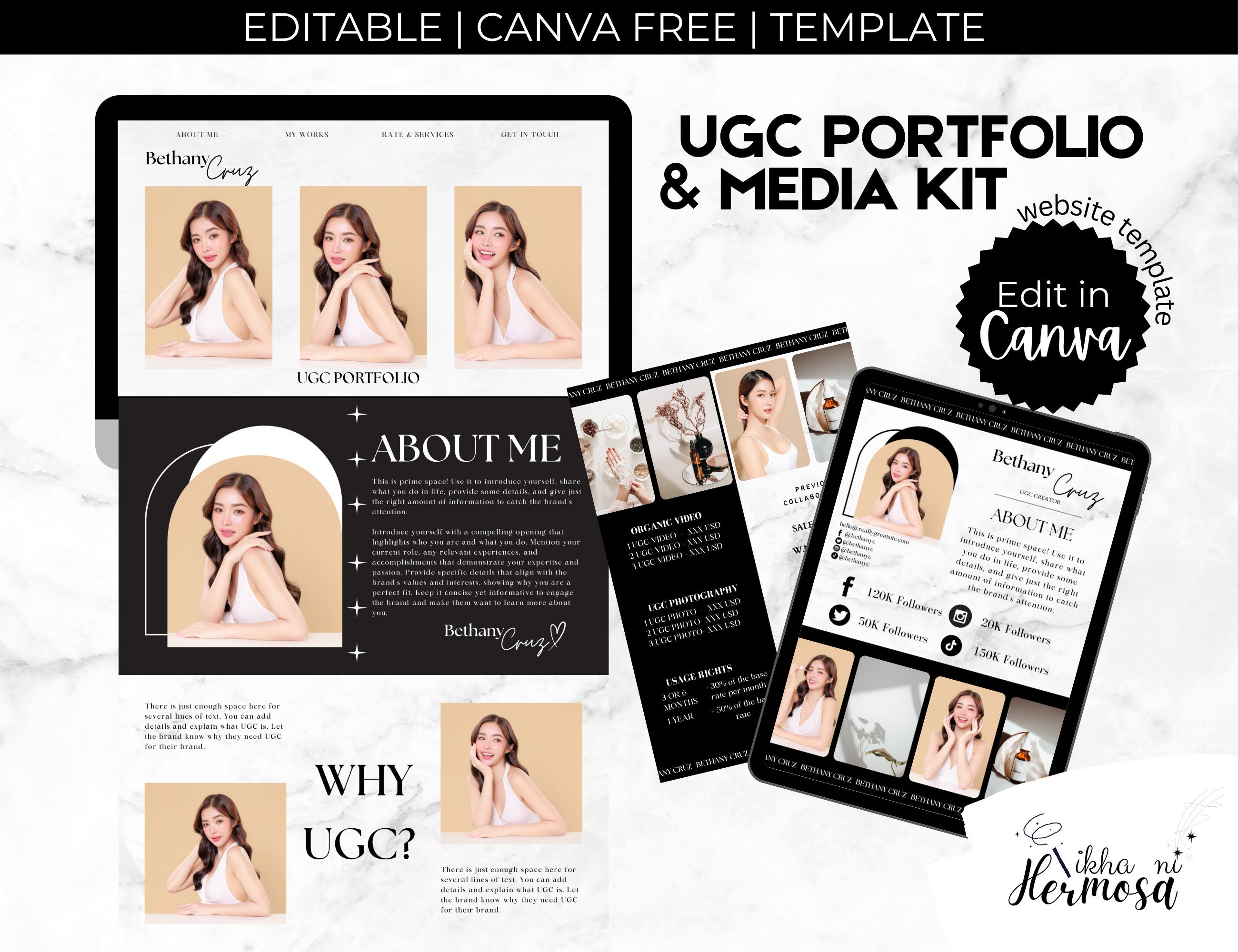 UGC Website Template Brand Kit & Rate Card Canva Portfolio Template Set ...