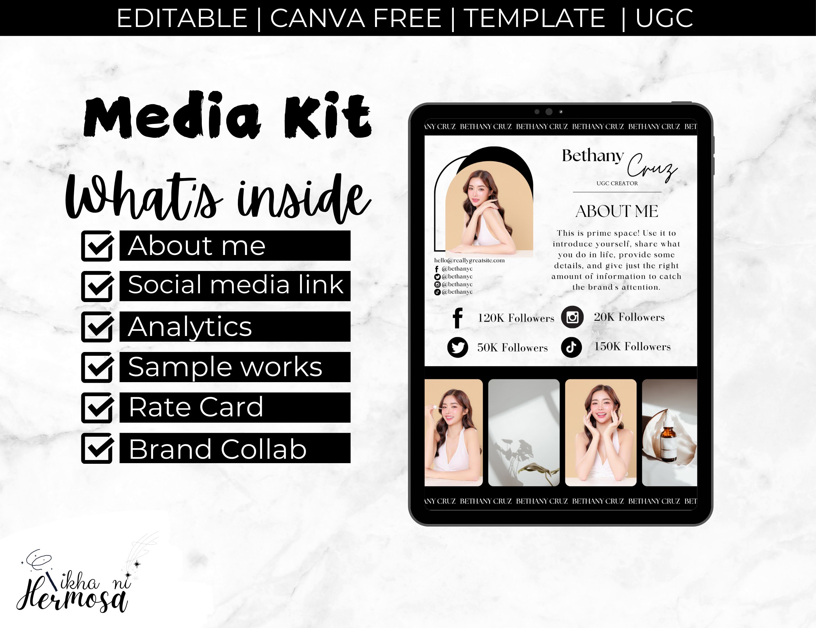 UGC Website Template Brand Kit & Rate Card Canva Portfolio Template Set ...