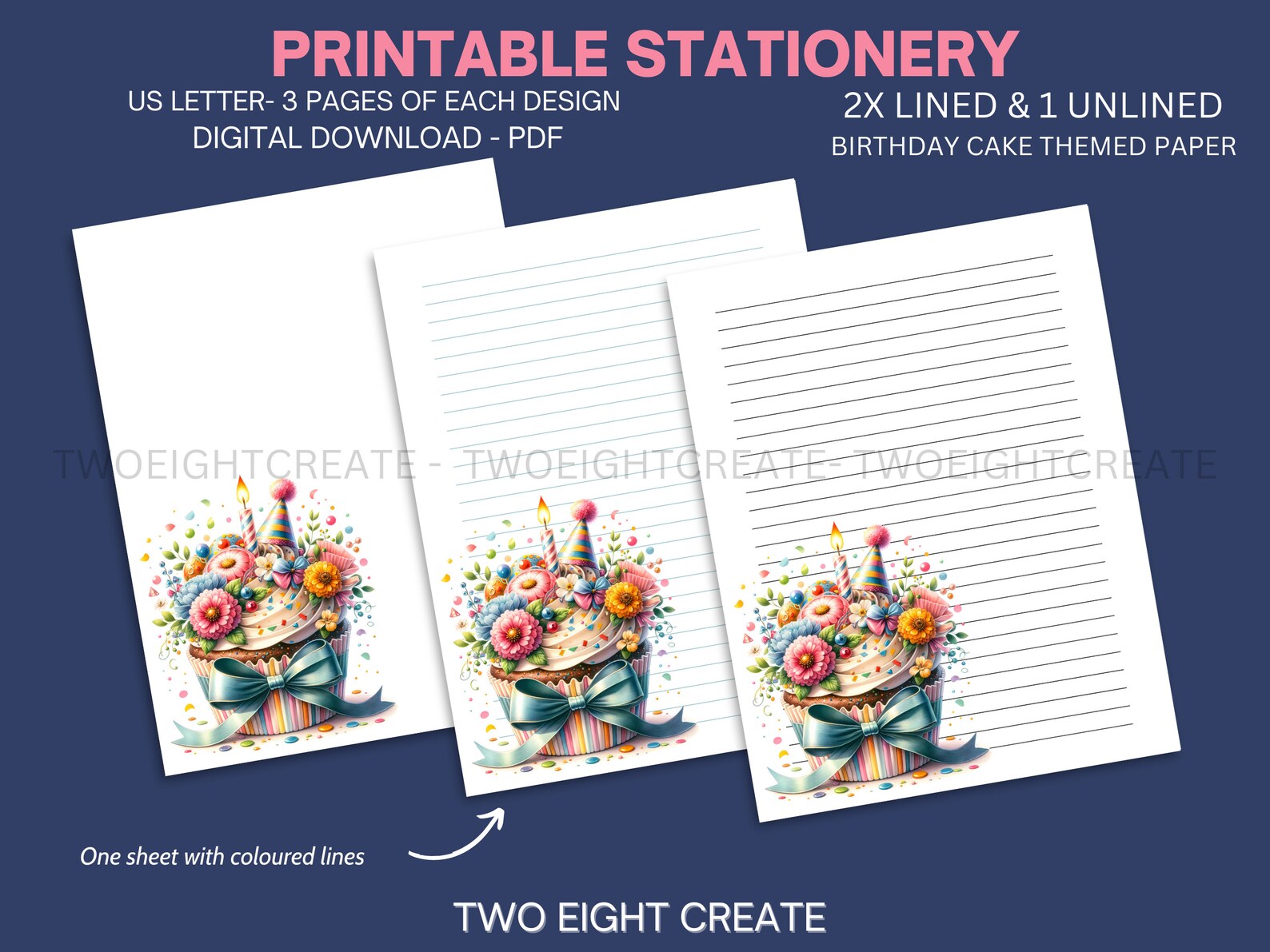 Writing, Birthday Cupcake Themed Printable Letter Paper, Printable ...