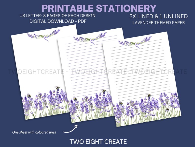 Writing, Lavender Themed Printable Letter Paper, Printable Stationery ...