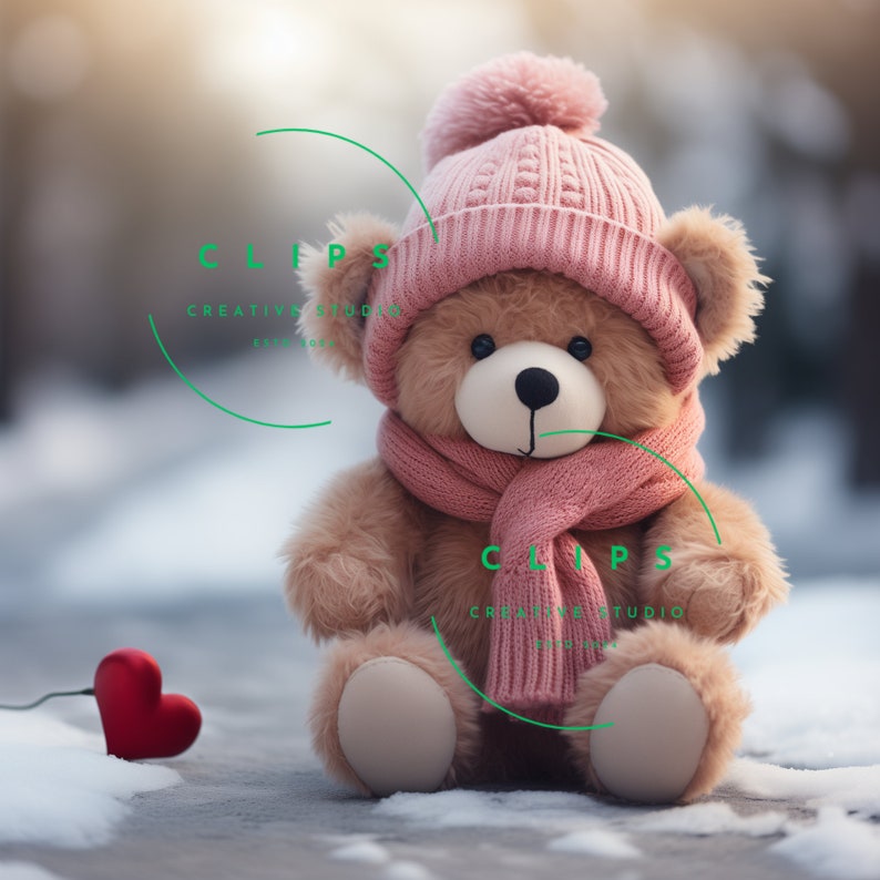 Valentine's Day Teddy Bear Clipart Bundle, Cute Realistic Bear, Winter ...