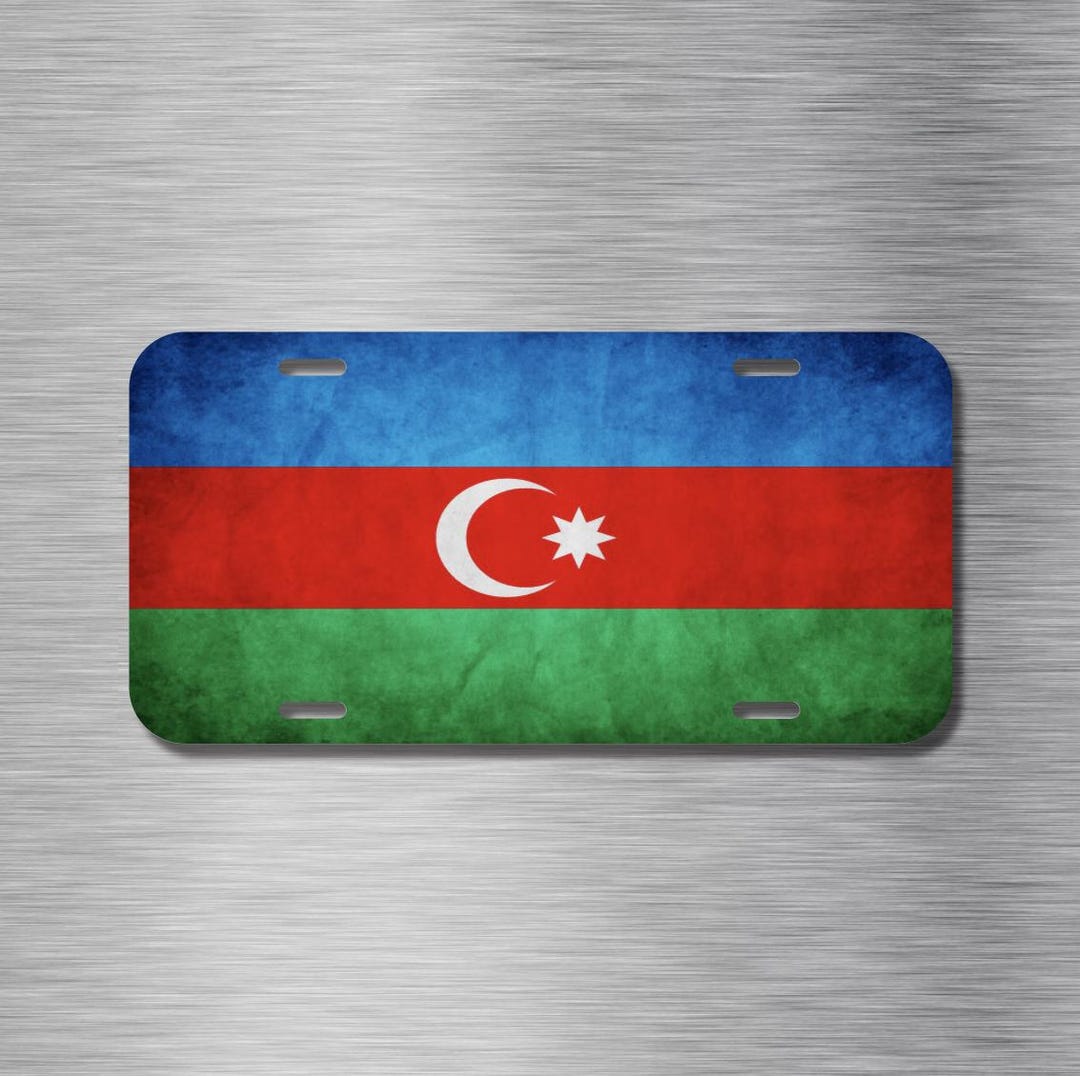 Azerbaijan Flag Vehicle Auto Tag 6"x12" X 0.65mm Metal Aluminum ...