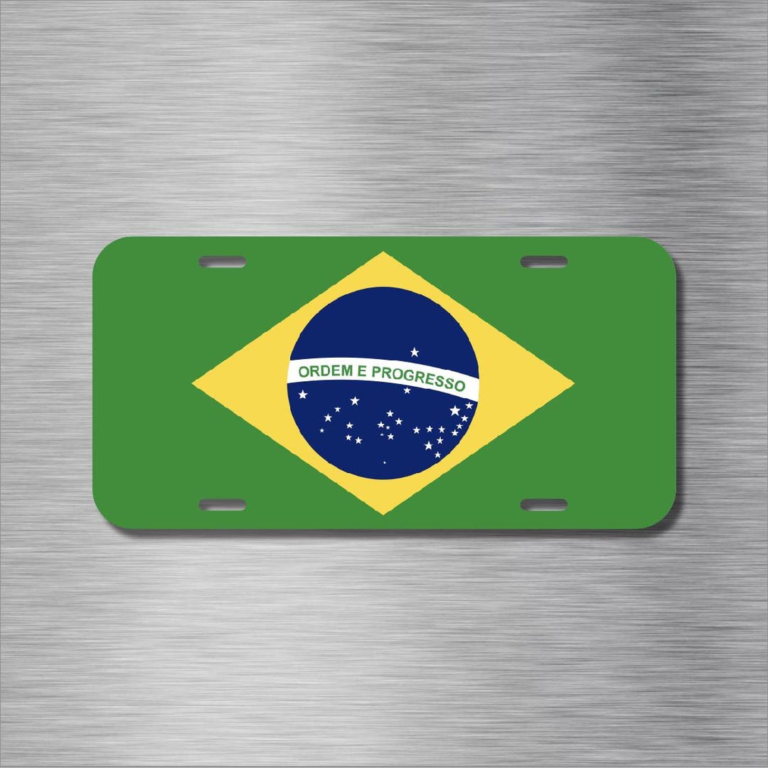 Brazil Brazilian Flag Vehicle Auto Tag 6"x12" X 0.65mm Metal Aluminum ...