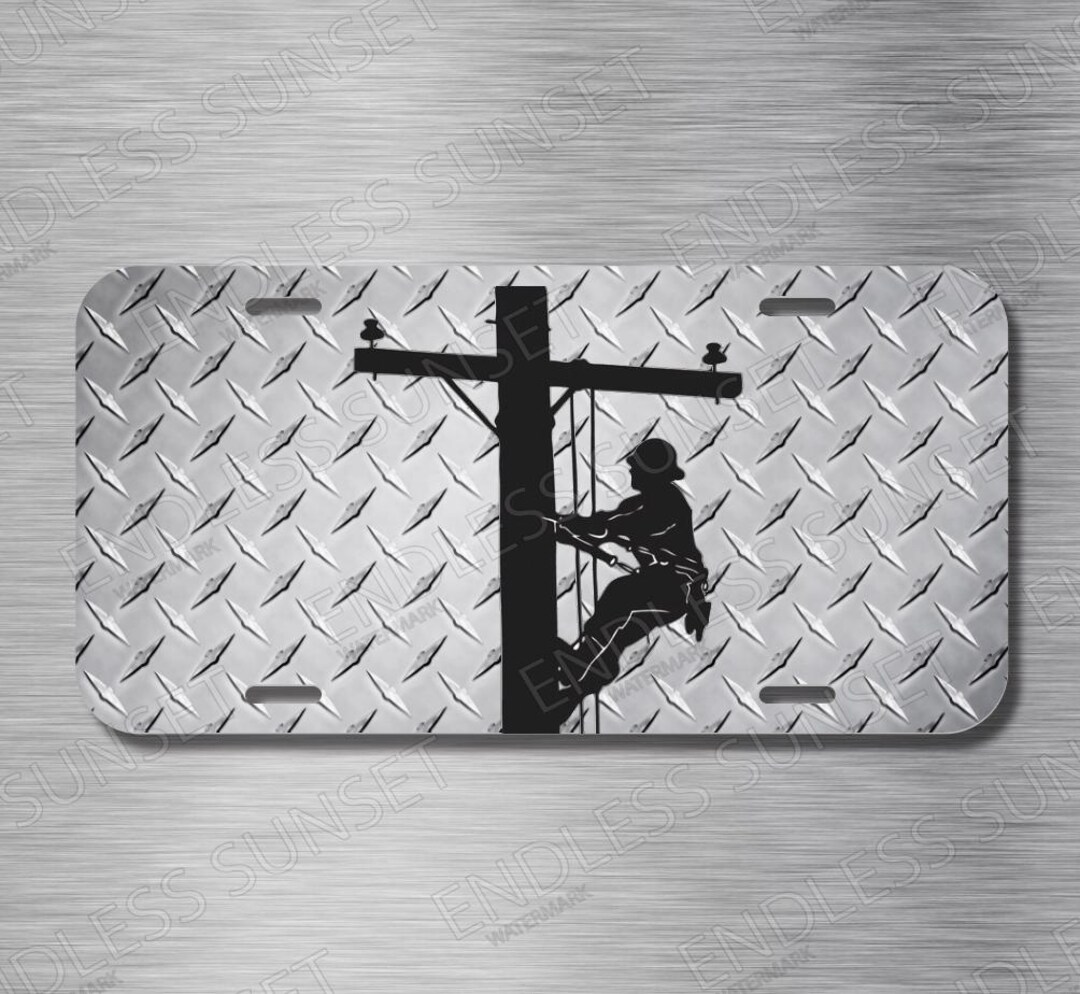 Line Man Linemen Car Vehicle Auto Tag 6"x12" X 0.65mm Metal Aluminum ...