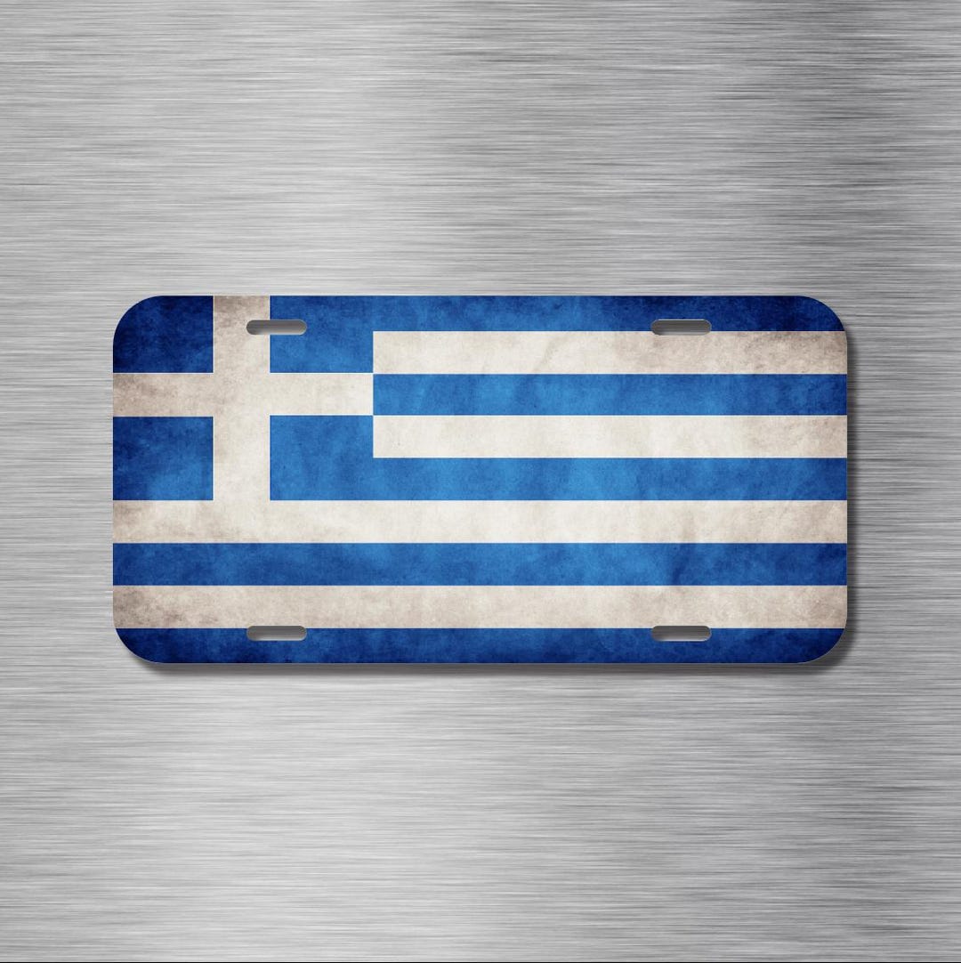 Greece Grecian Flag Vehicle Auto Tag 6"x12" X 0.65mm Metal Aluminum ...