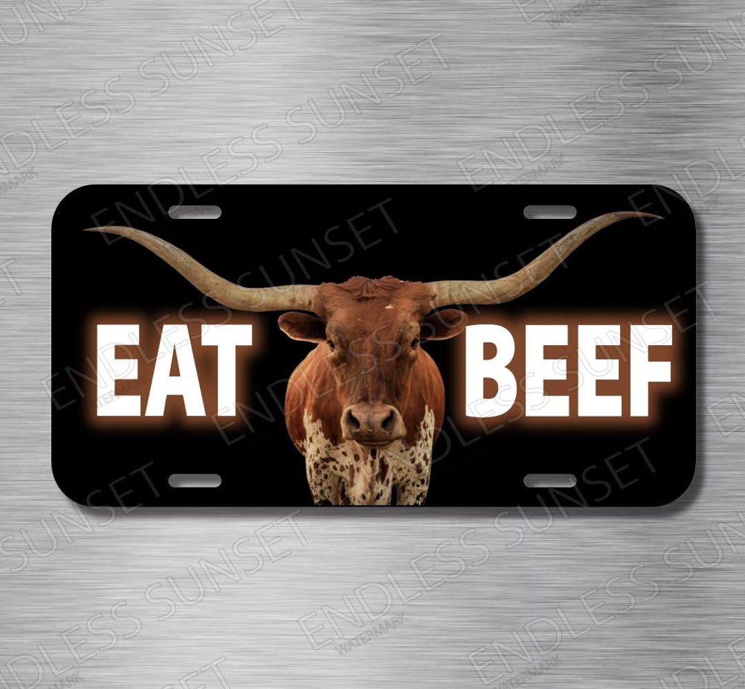 Eat Beef Angus Bull Cow Farm Rancher Cowboy Vehicle Auto Tag 6"x12" X 0 ...