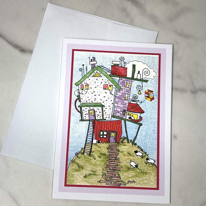 4 Whimsical Notecards, Blank Greeting Art Card, All Occasion Whimsy ...