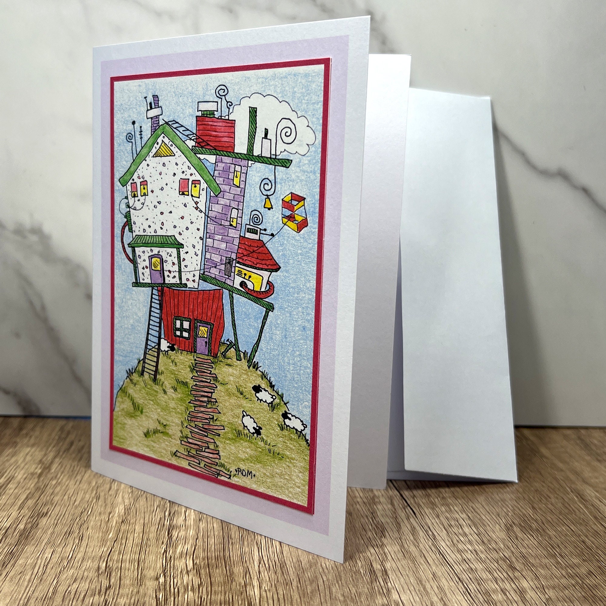 4 Whimsical Notecards, Blank Greeting Art Card, All Occasion Whimsy ...