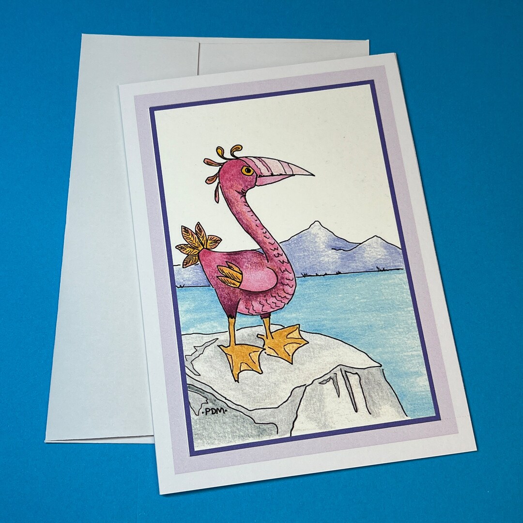 Set of 4 Comical Blank Note Cards, Whimsical Art Card, All Occasion ...