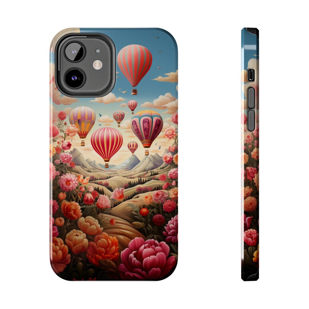Hot Air Balloons Drifting in the Sky With Floral Patterns Tough Phone ...