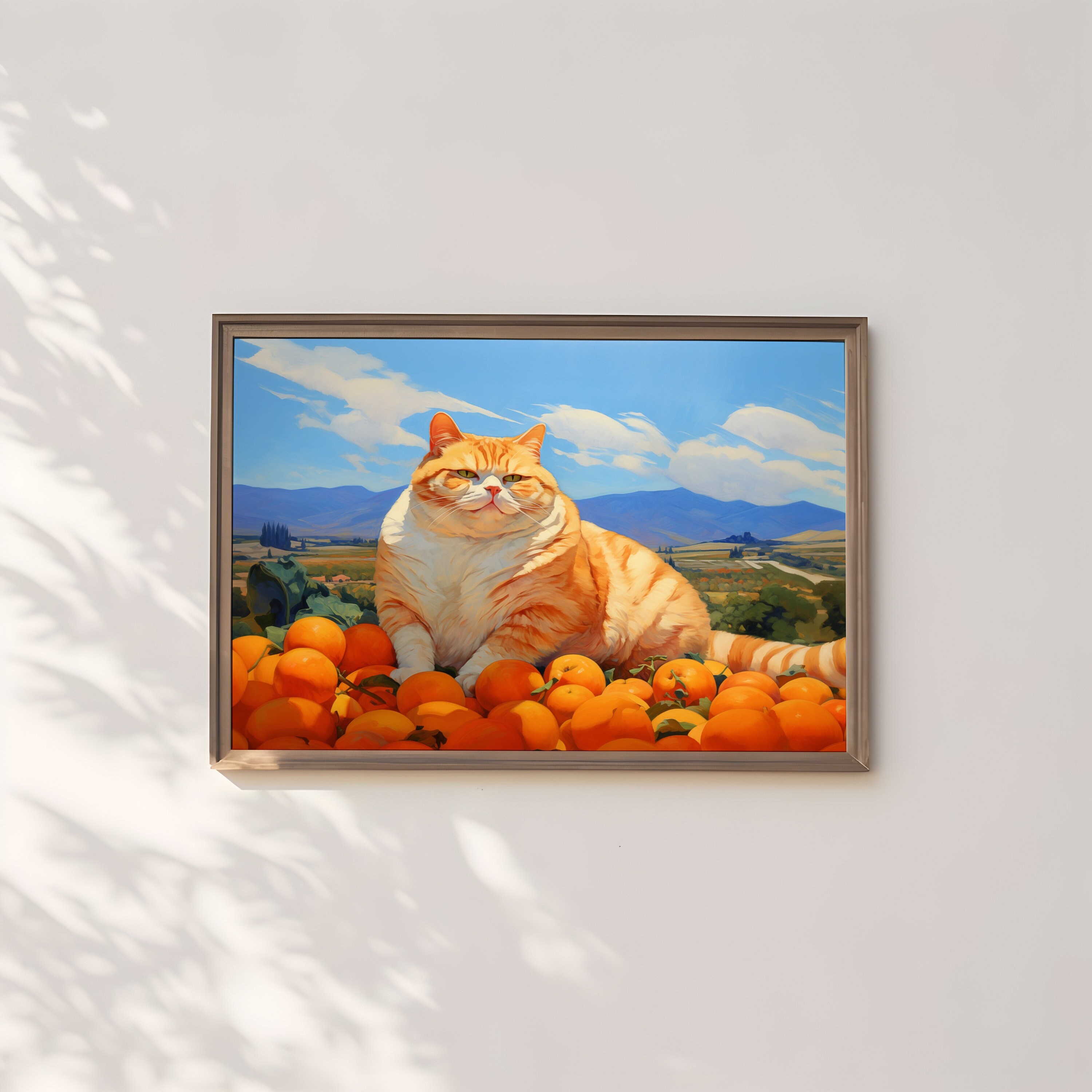 Chubby Ginger Cat Print, Funny Cat With Fruits - Gift for Cat Lover ...