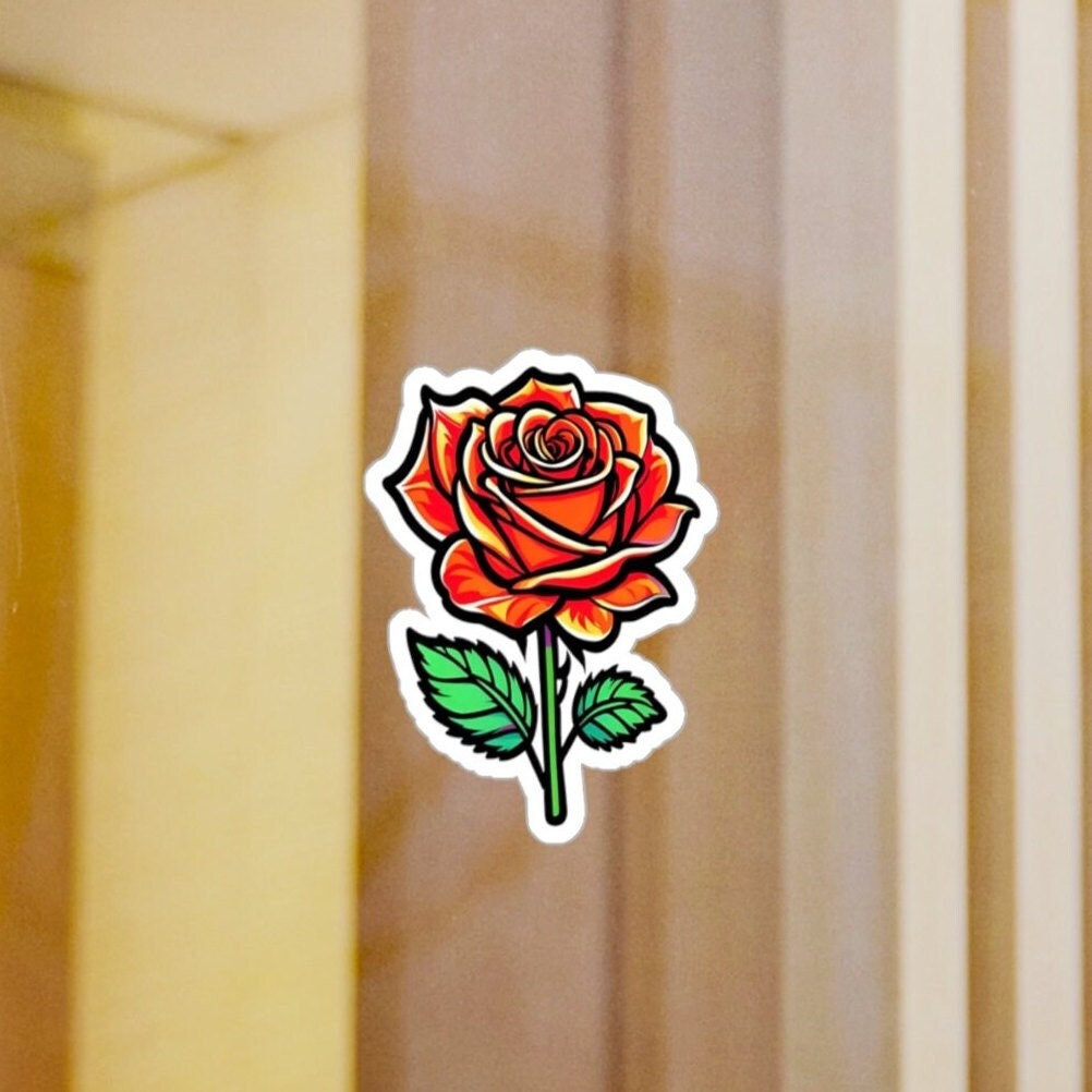 Red Rose Kiss-cut Vinyl Sticker - Etsy