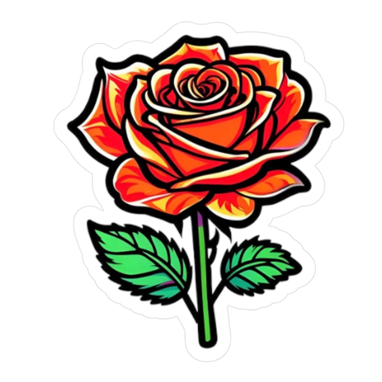 Red Rose Kiss-cut Vinyl Sticker - Etsy
