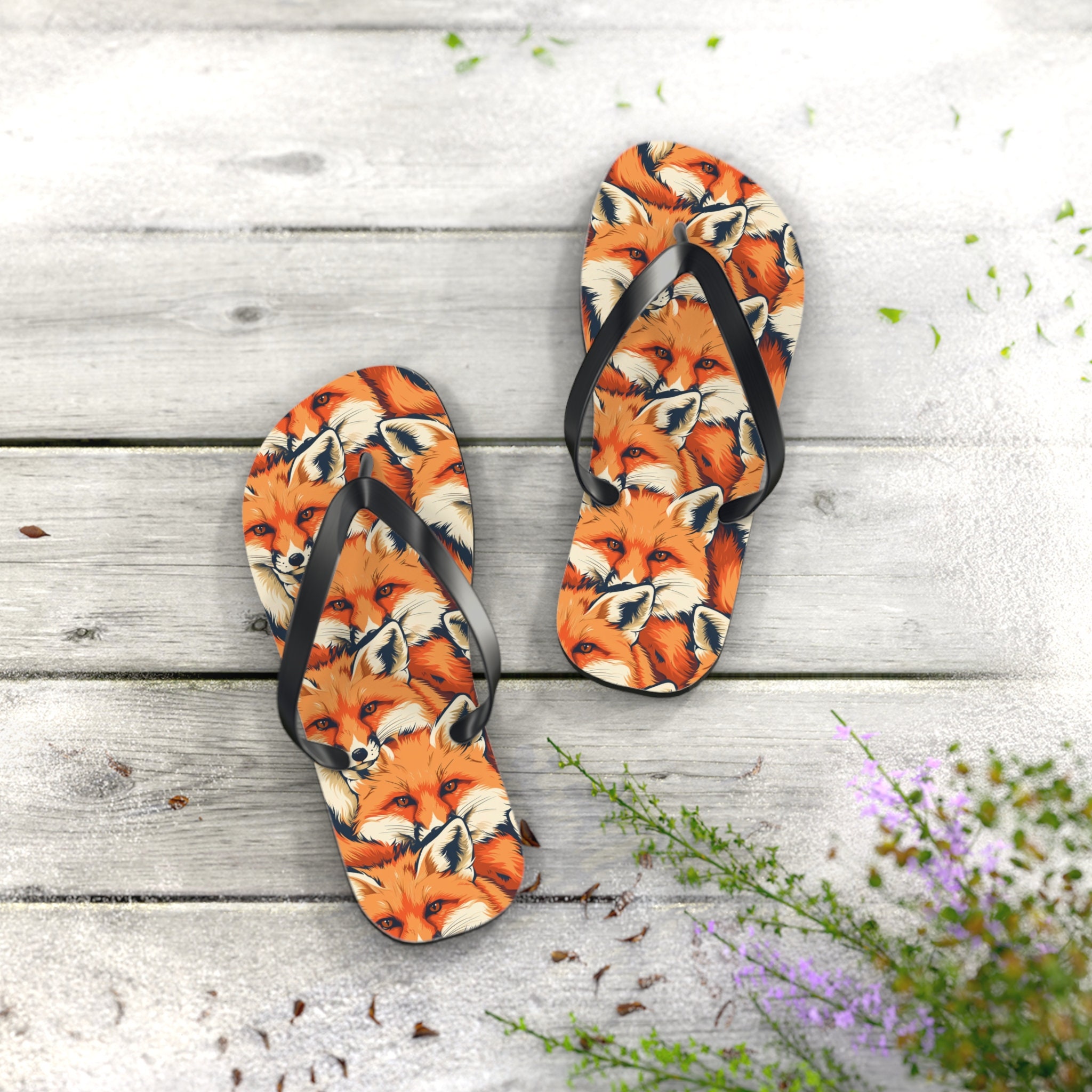 Fox Flip Flops, Sandals for the Beach. Open Toe Sandals. Summer Shoes ...