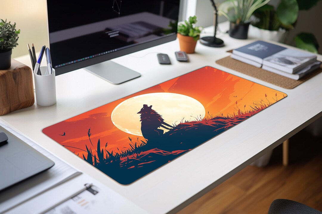 Large Sunset Wolf Gaming Mouse Pad. Gift for Gamers and Lovers of ...