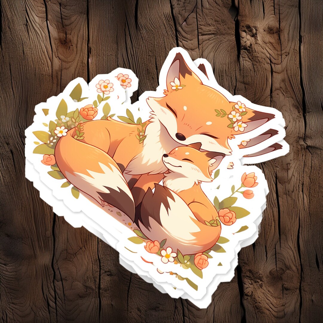 Mother Fox and Child Stickers, Great Gift for Mothers Day. Red Fox ...
