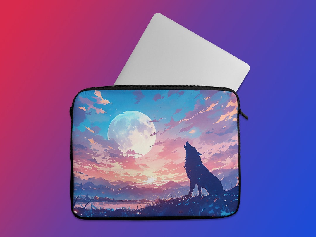 Wolf Laptop Sleeve, Moonlight Paws Design, Neoprene Laptop Case - Etsy