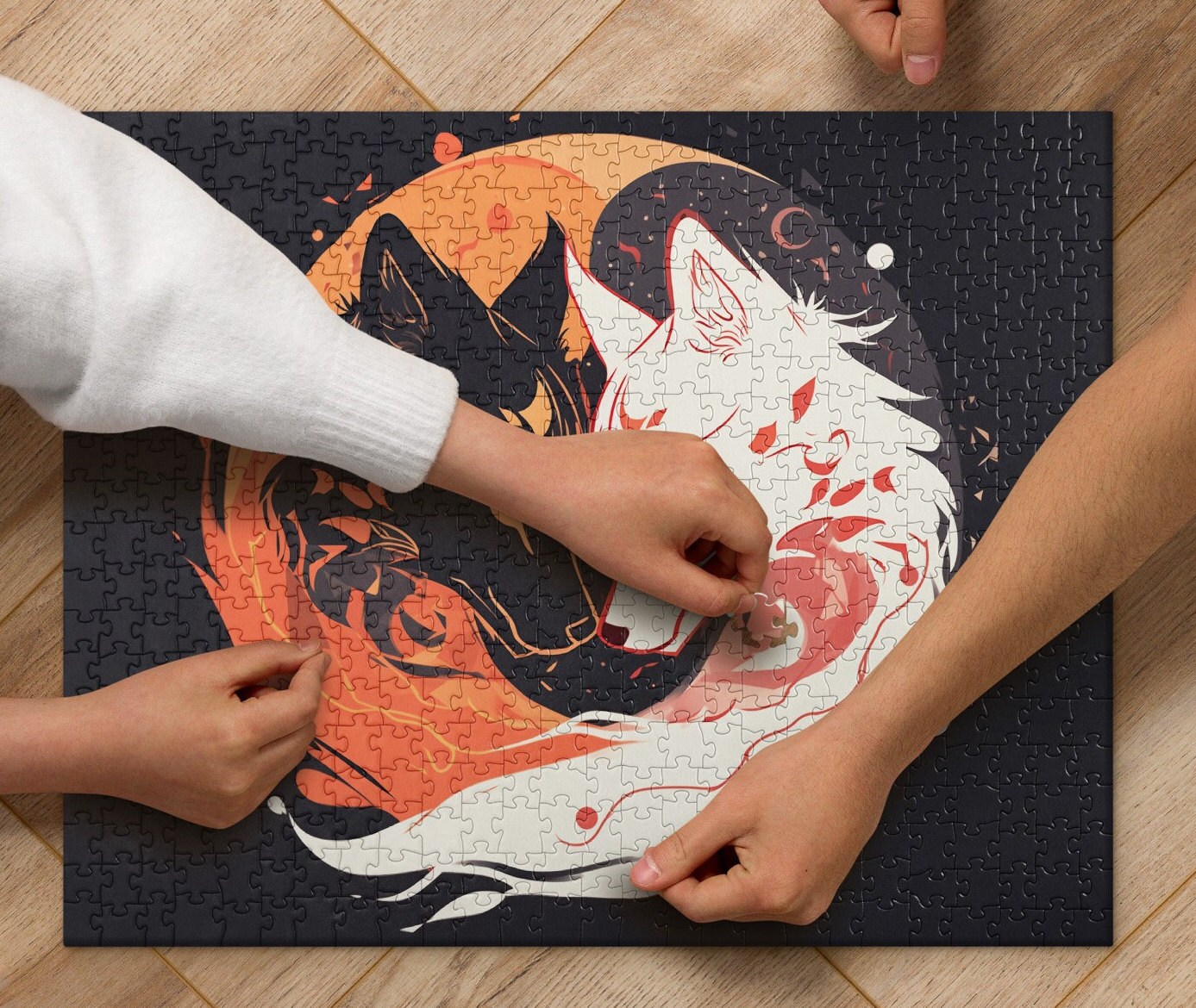 Yin Yang Fox Jigsaw Puzzle, Cute Fox Puzzle, Best Gift for Fox Lovers ...