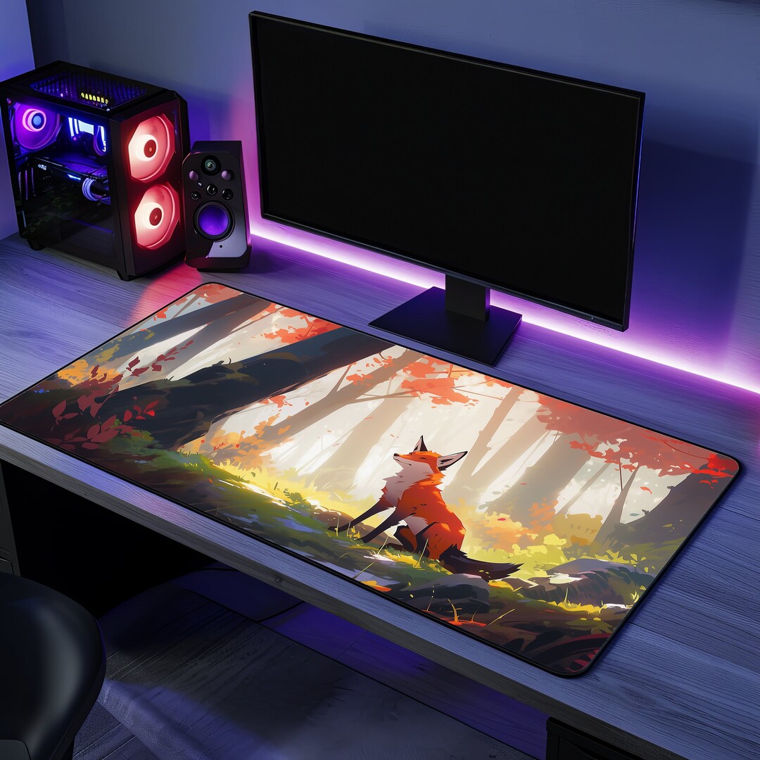 Large Red Fox Forest Gaming Mousepad. Gift for Gamers and Fox Lovers ...