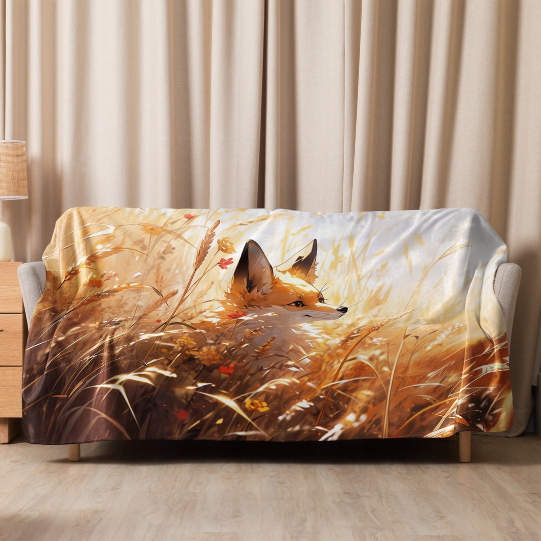 Red Fox Blanket. Velvety Feeling Soft and Warm Fox Sherpa Lined Throw ...