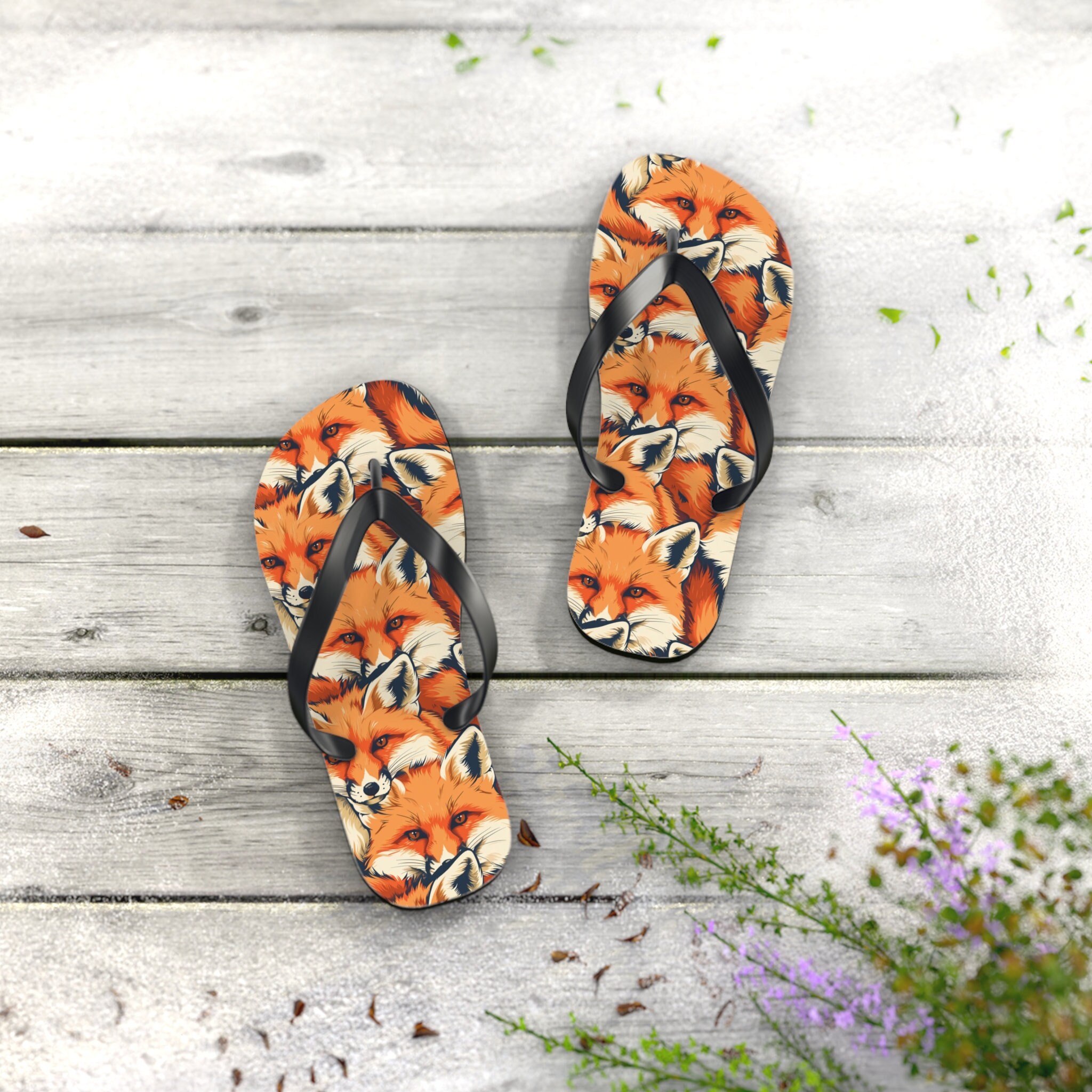 Fox Flip Flops, Sandals for the Beach. Open Toe Sandals. Summer Shoes ...