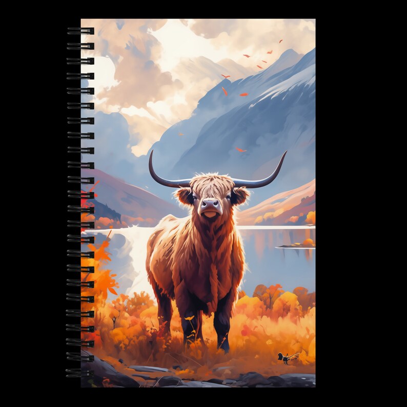 Highland Cow Spiral Notebook, Dotted Paper Stationery - Etsy