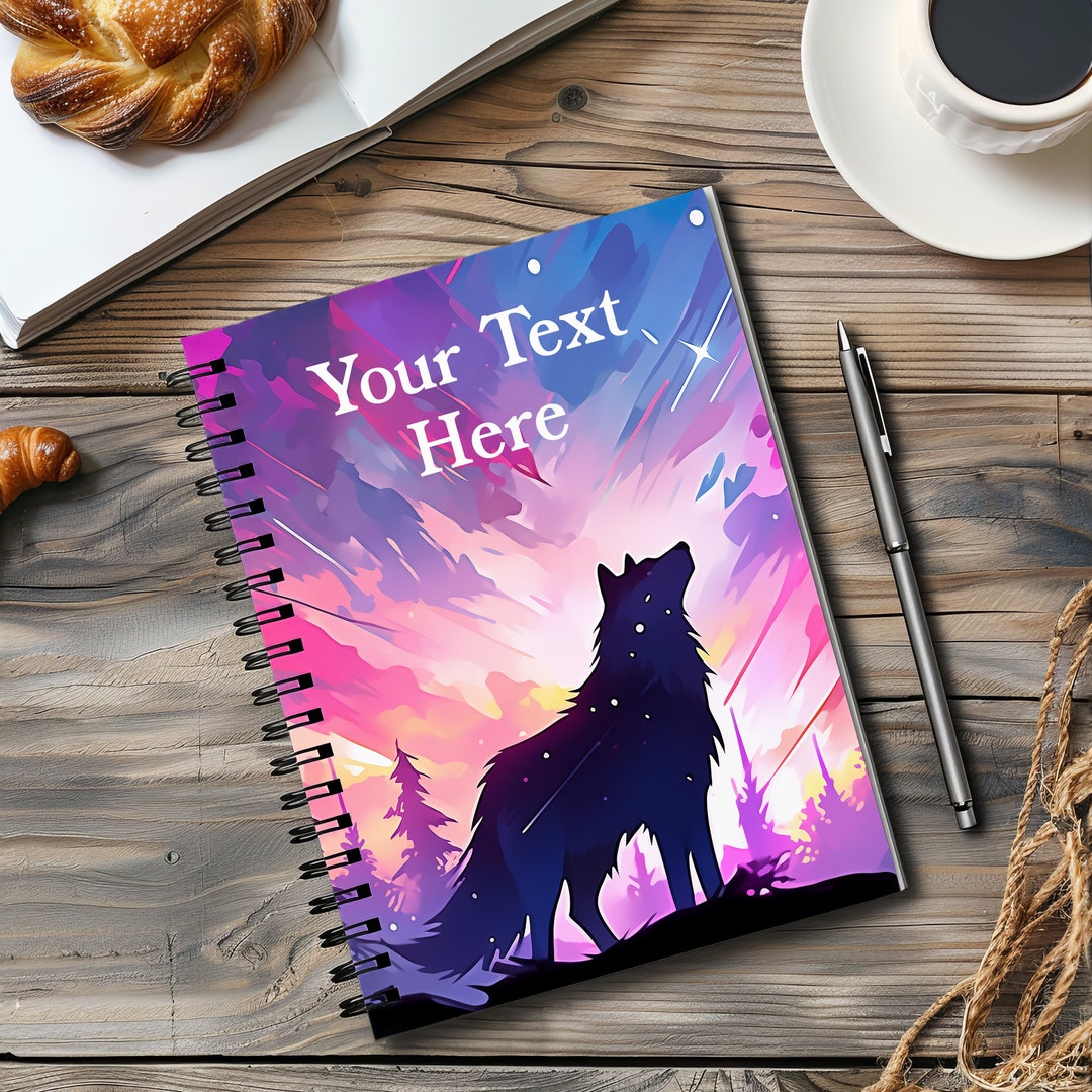 Personalized Wolf Notebook, Cute Colorful Wolf Stationary Gift for Wolf ...