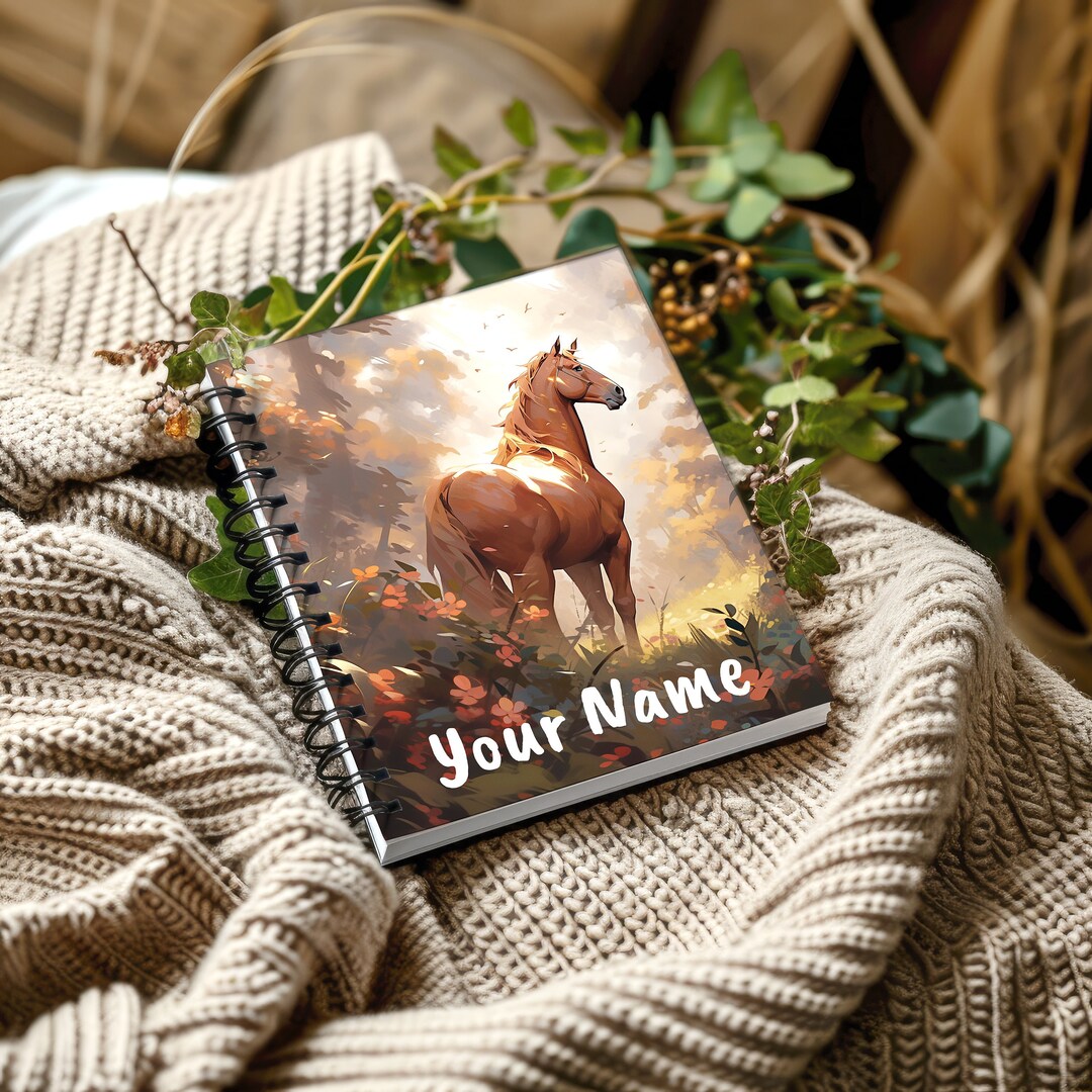 Cute Horse Notebook, Custom Horse Notebook With Lined Pages ...