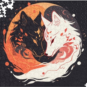 Yin Yang Fox Jigsaw Puzzle, Cute Fox Puzzle, Best Gift for Fox Lovers ...