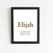 Nameology - ELIJAH / Digital Download, Baby Name Print, Nursery Wall ...