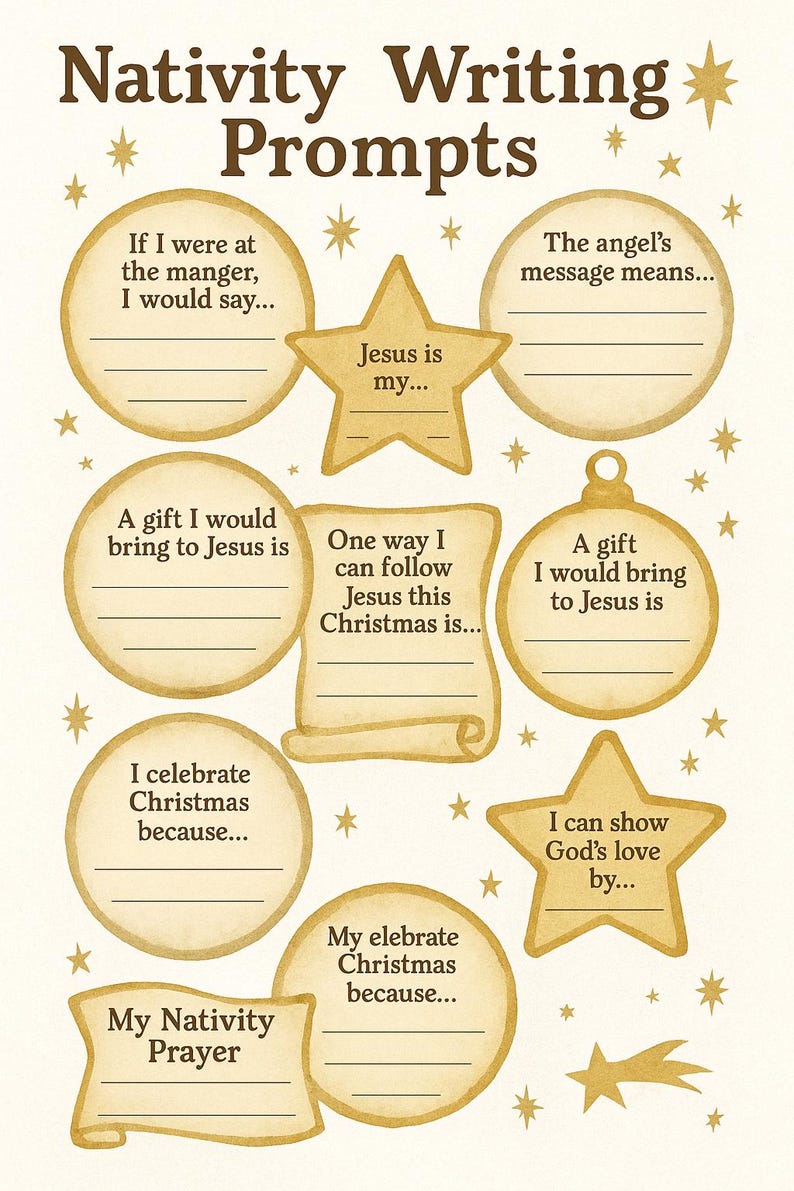 Christmas Jesus Craft for Kids | Printable Nativity Wreath - Etsy