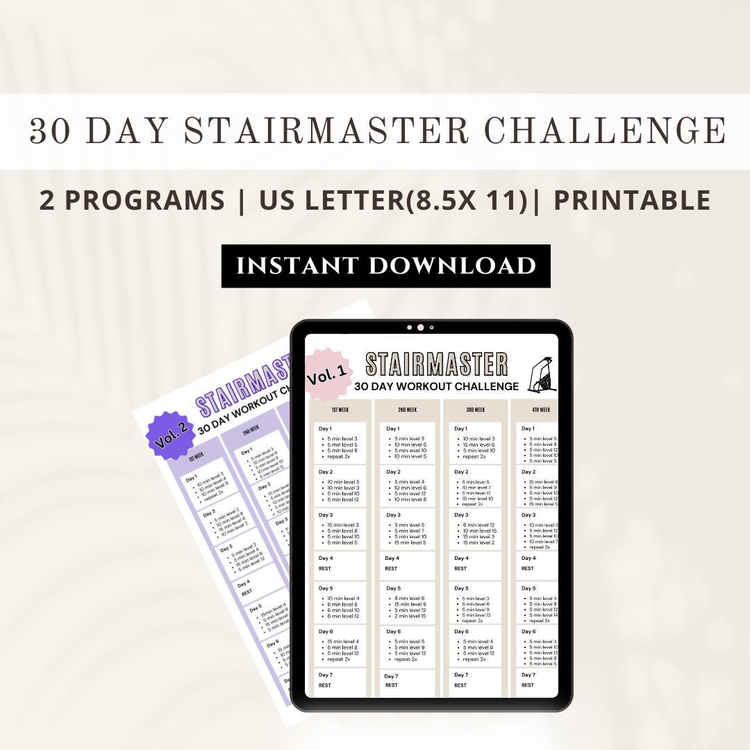 30-day Stairmaster Challenge Workout | Printable US Letter 8.5x11 ...
