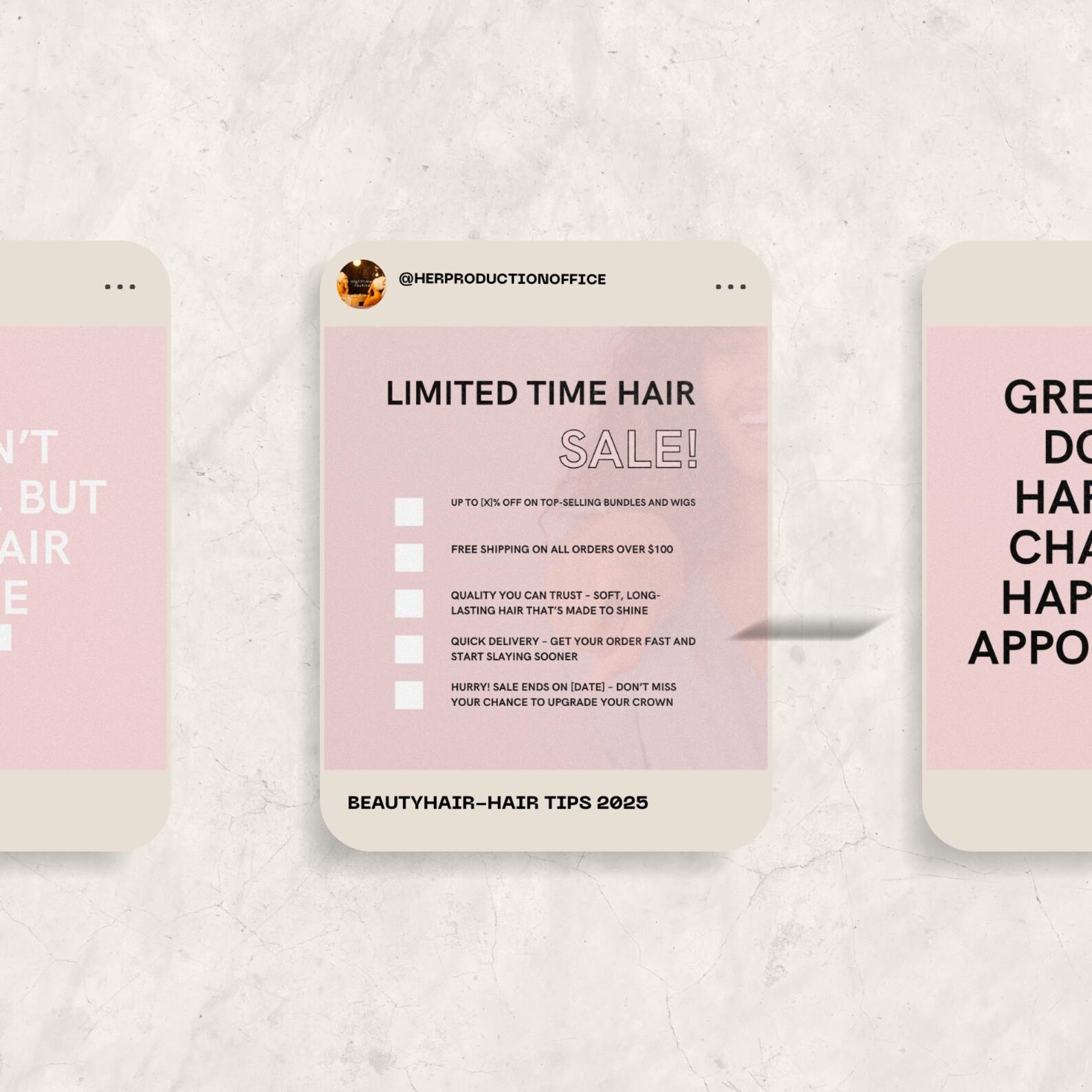 Hair Salon Social Media Templates: Chic Instagram Posts (canva) - Etsy