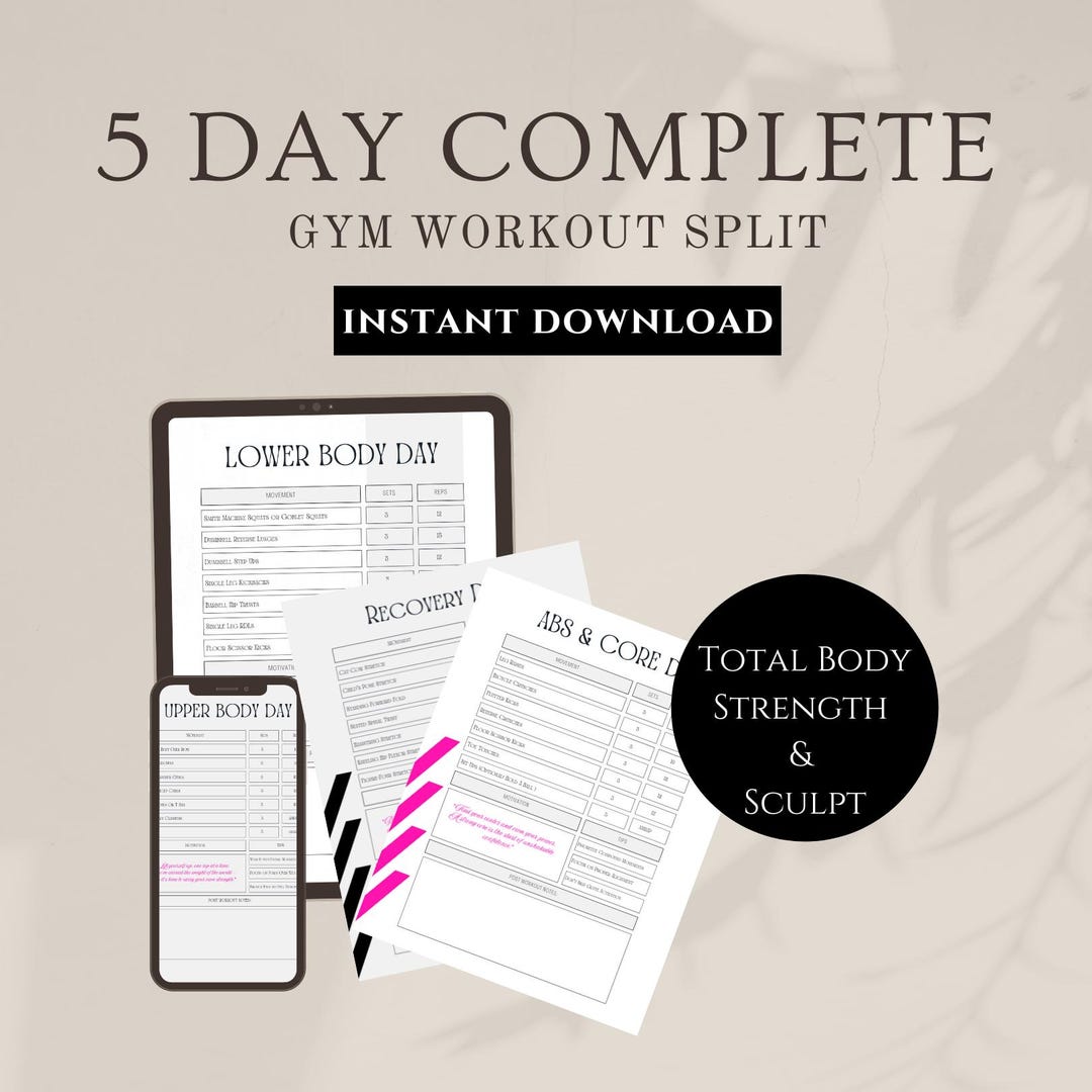 5 Day Split, Workout Plan for Women | Gym Workouts | Full Body Strength ...