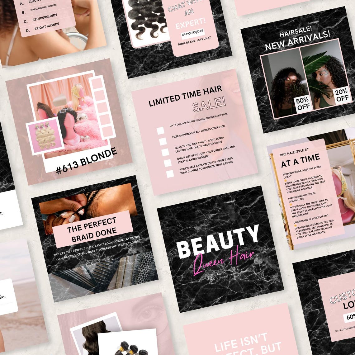 Hair Salon Social Media Templates: Chic Instagram Posts (canva) - Etsy