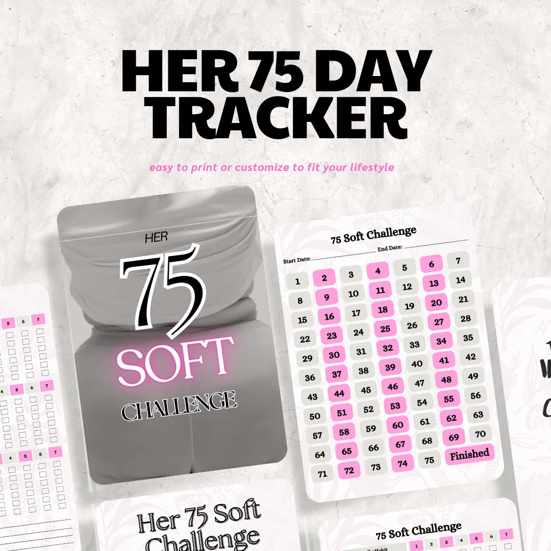 Her 75 Day Challenge Tracker & Journal Dual Bundle, Transformation ...