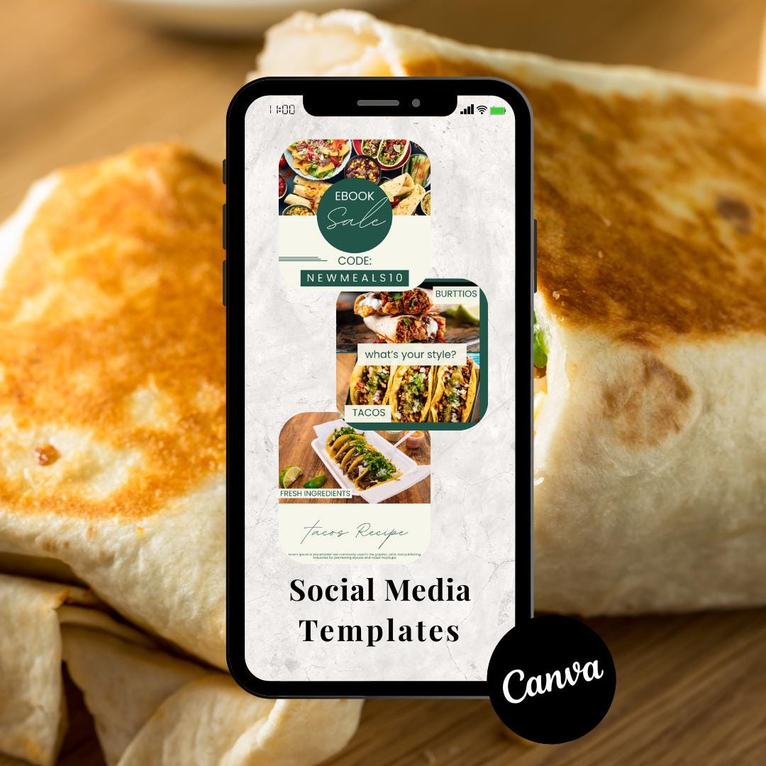 Food Blogger Instagram Templates: Recipe Social Media (canva) - Etsy