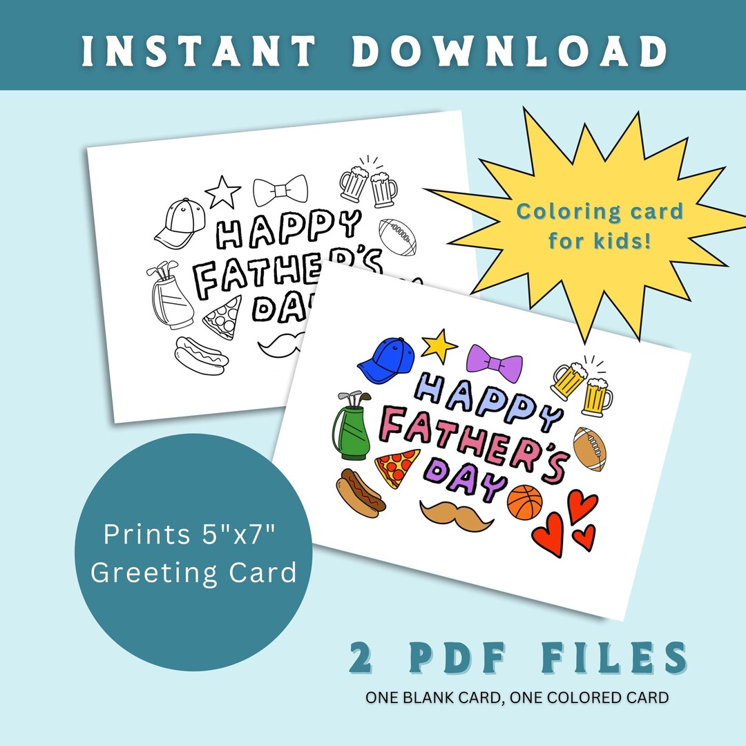 Happy Fathers Day Card, Fathers Day Coloring, Fathers Day Greeting Card ...