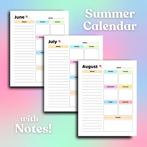 Printable Summer 2024 Planner for Kids, Summer Checklist, Summer ...