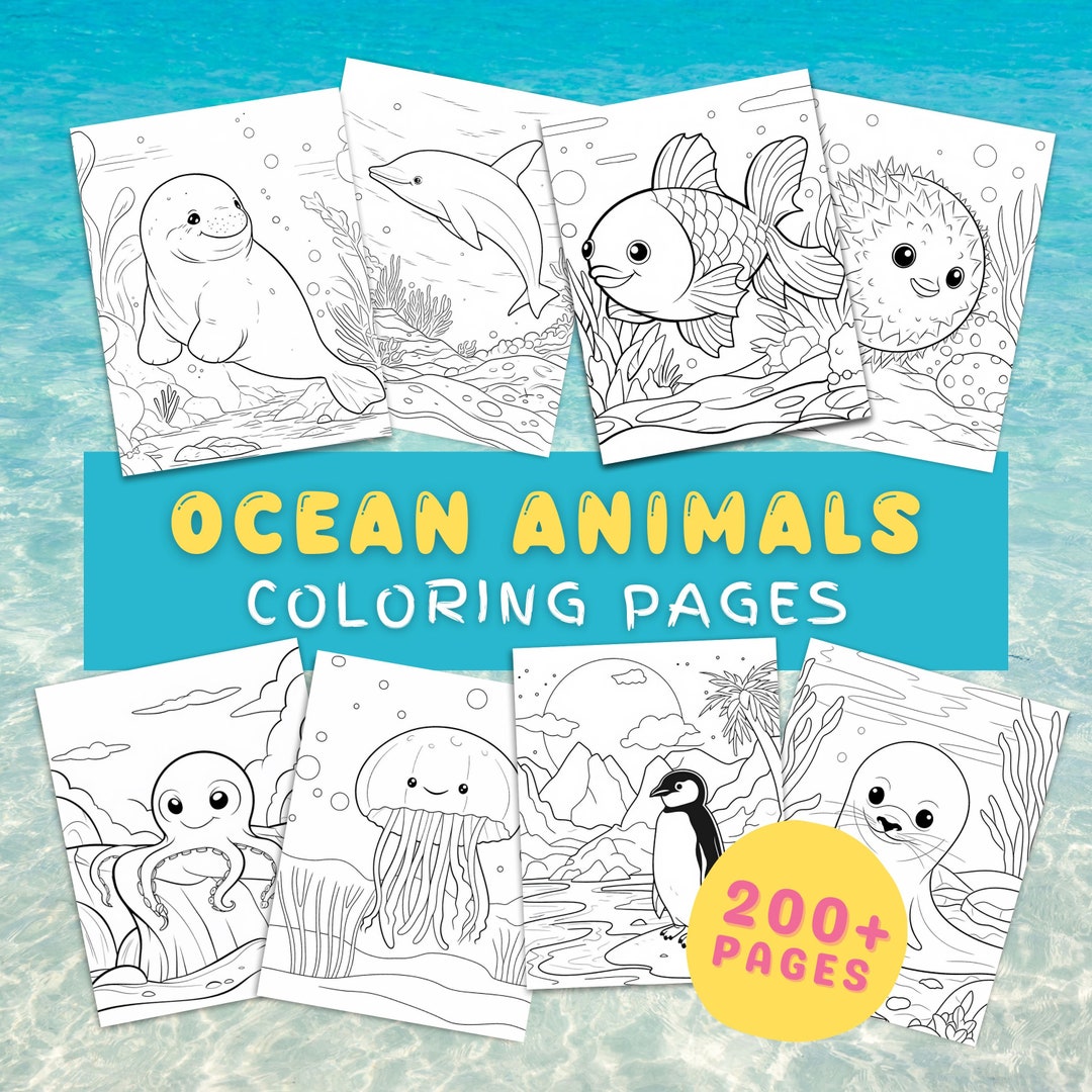 Ocean Animals Coloring Pages, Sea Creatures Printable, Kids Summer ...