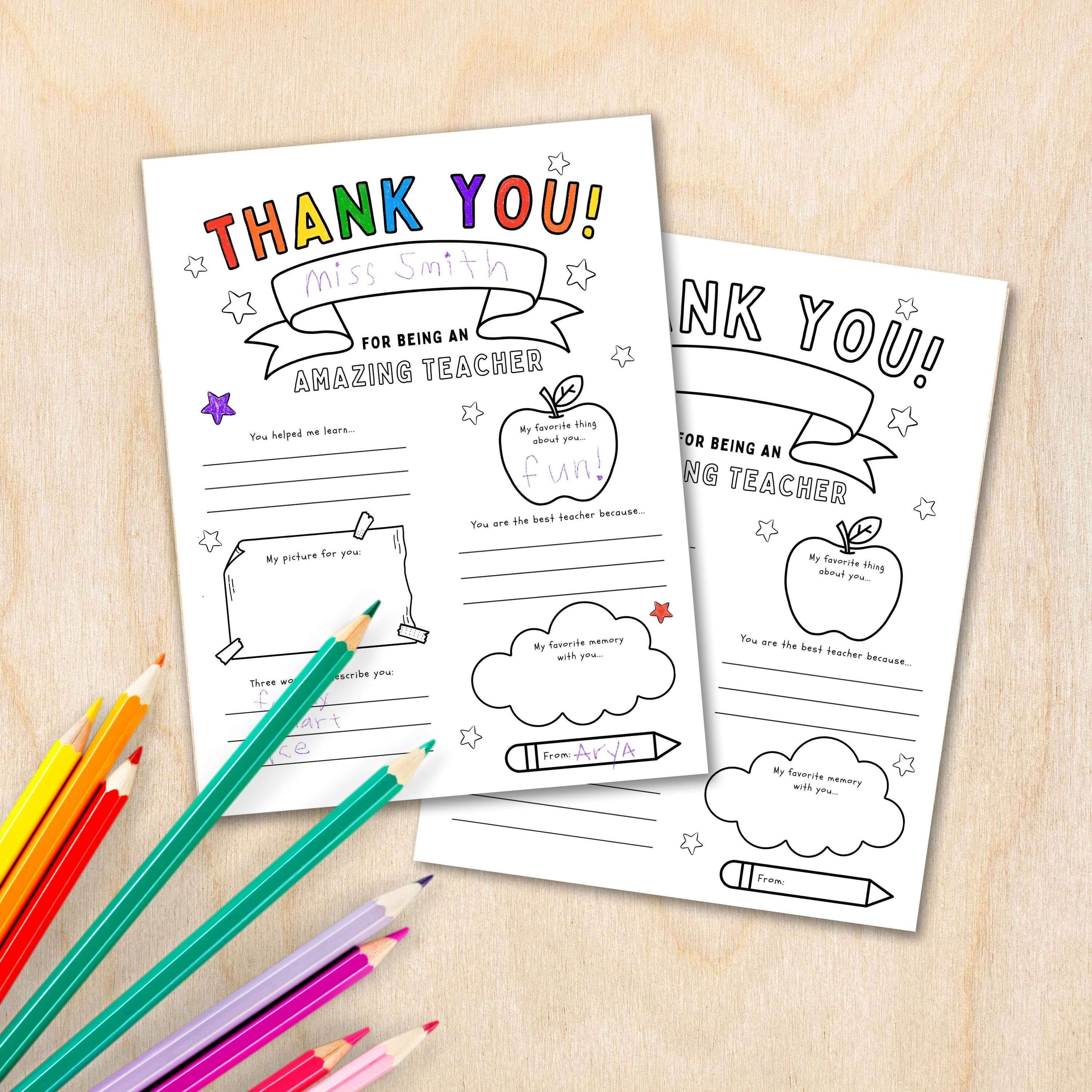 Teacher Appreciation Week, Digital Download, Teacher Thank You Card ...