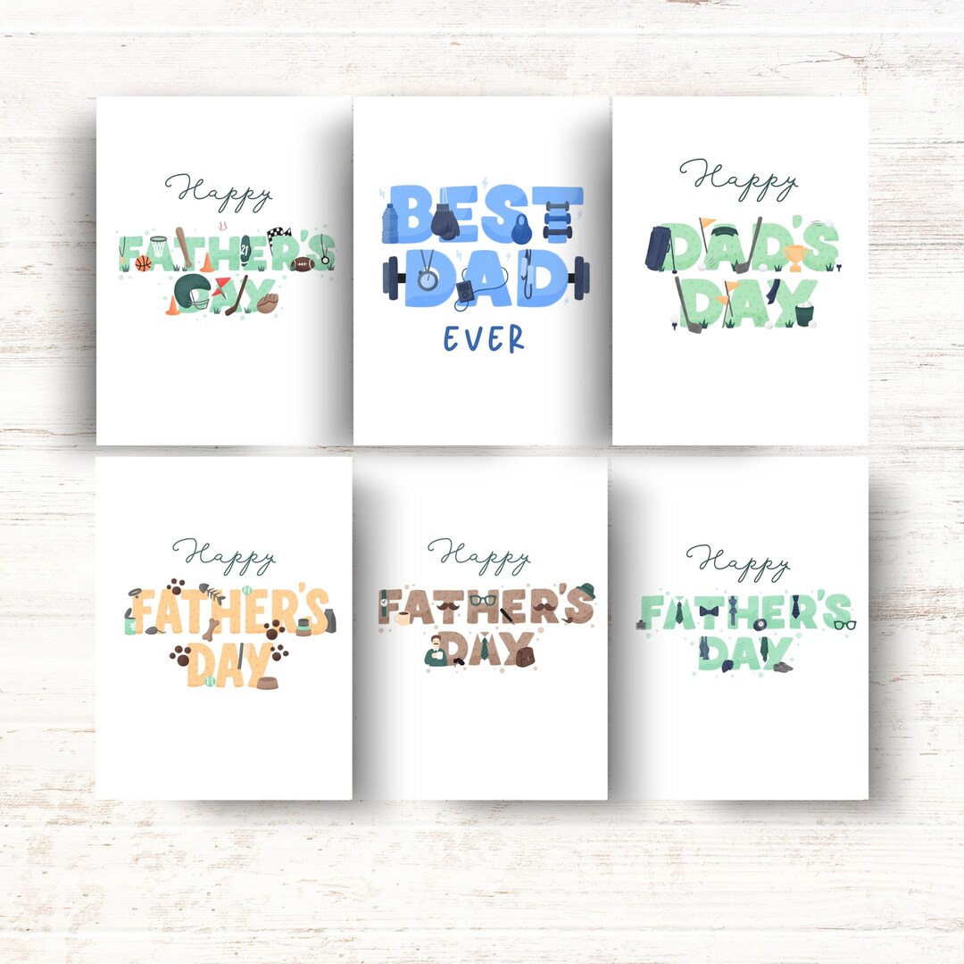 Happy Fathers Day Card Bundle, Cards for Dad, Printable Cards, Funny ...