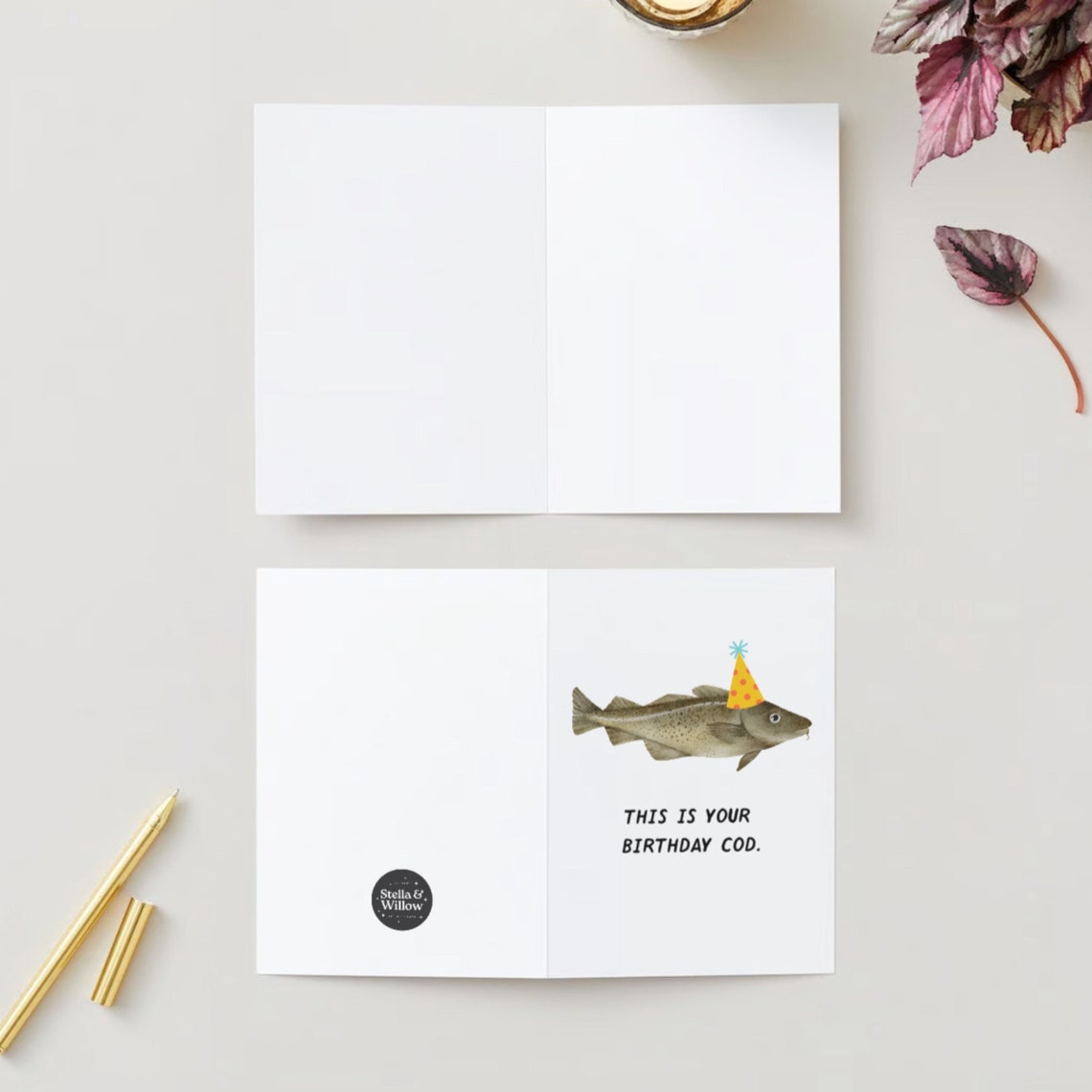 Happy Birthday Fish Card, Cod Fish Birthday Card, Printable Card, Cute ...