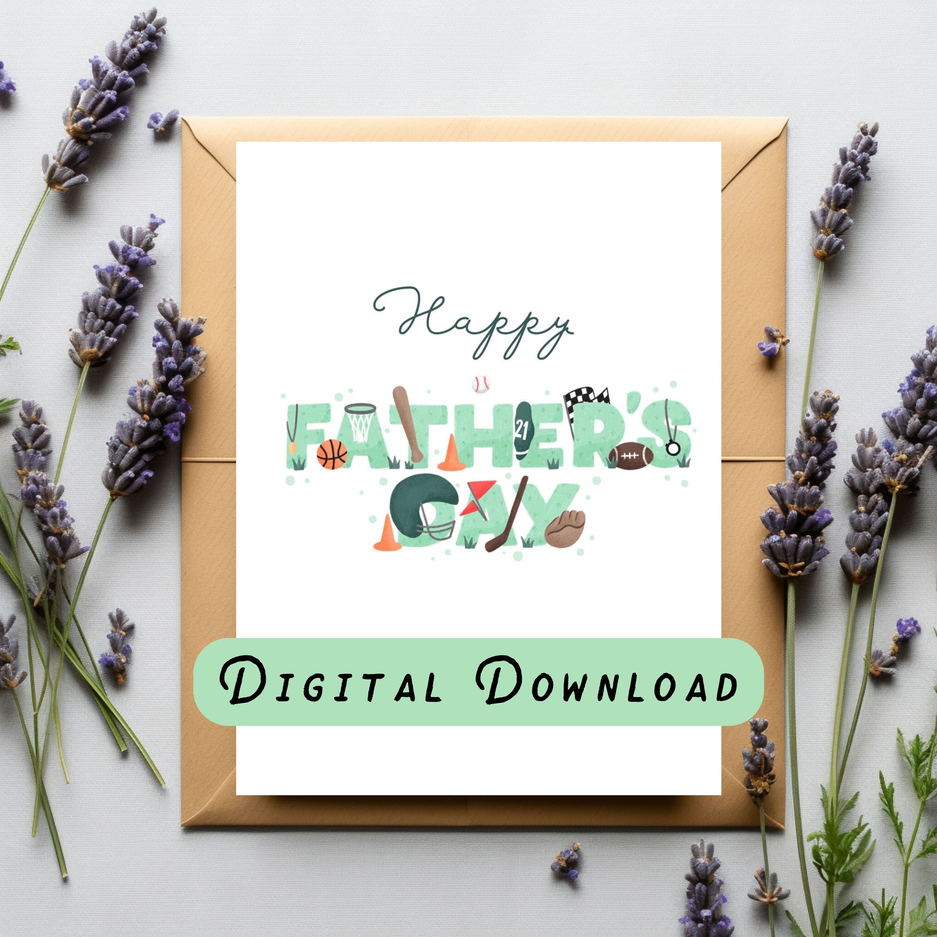 Happy Fathers Day Card, Greeting Card, Sports Card for Dad, Fathers Day ...