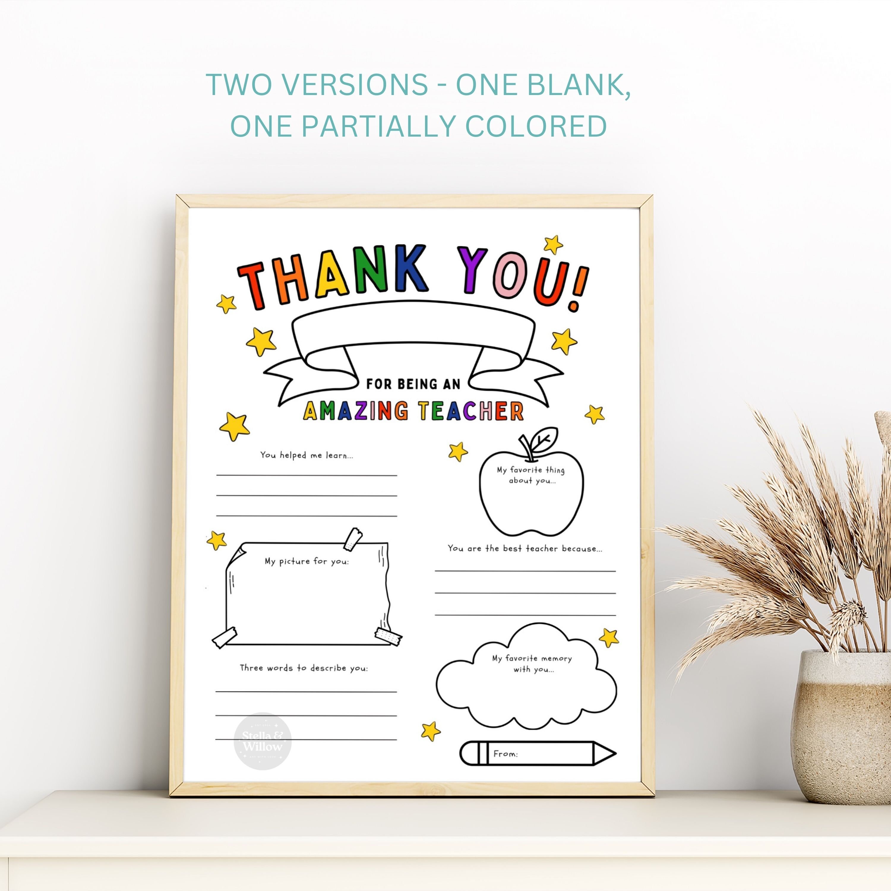 Teacher Appreciation Week, Digital Download, Teacher Thank You Card ...